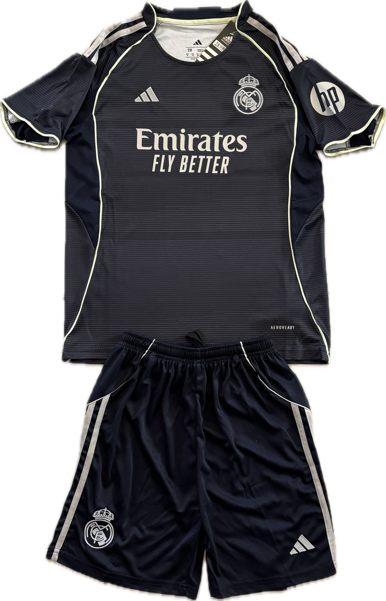Mbappé #10 Real Madrid 2025-26 Youth Kid Away Kit (Jersey + Shorts) Ad ...